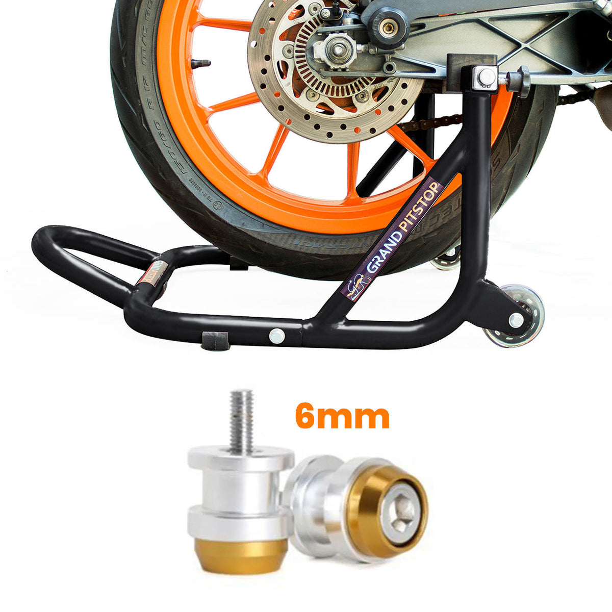 GrandPitstop Rear Paddock Stand with CNC Swingarm Slider Spools Paddock Stand Bobbins Swing Arm ...