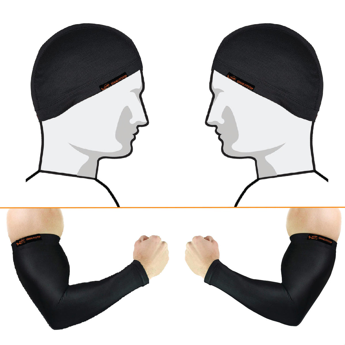 Buy Arm Sleeve and Skull Cap Combo, Pack of 4, Black) Online at ...