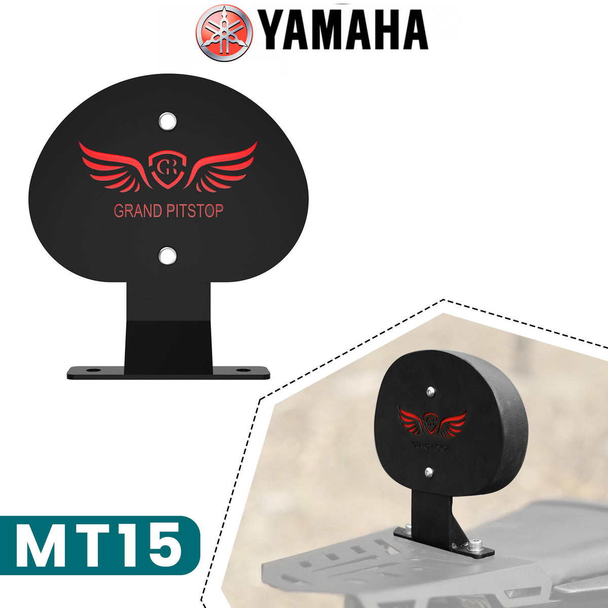 Buy Backrest Stand for Yamaha MT15 - Black Online | GrandPitstop