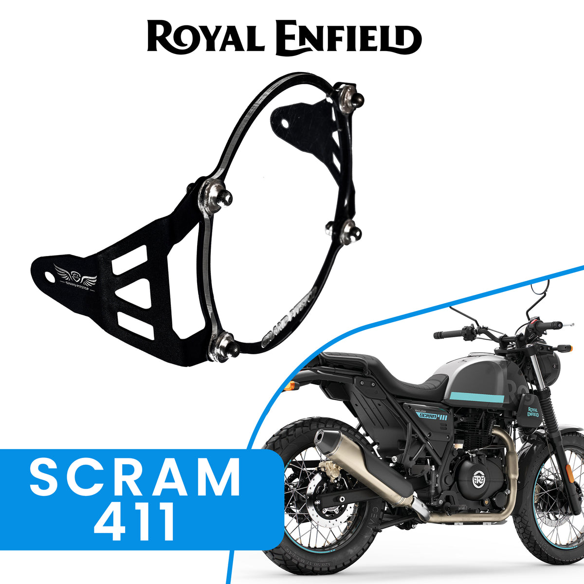 Buy Headlight Guard for Royal Enfield Scram 411 - Black Online ...