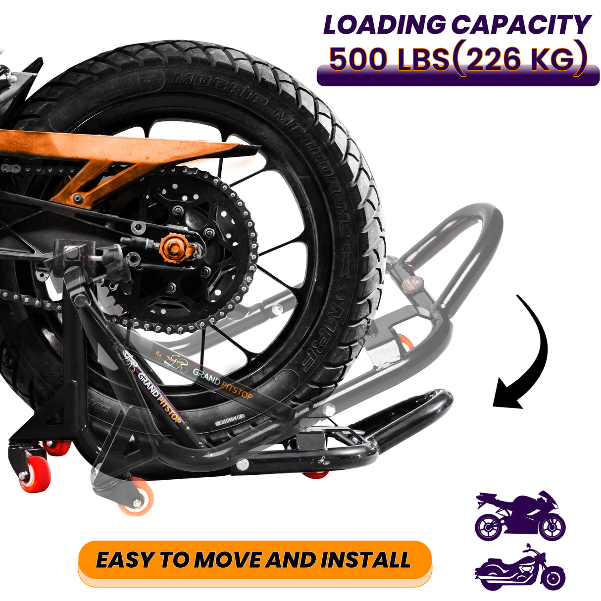 Dismantlable Rear Paddock Stand With 360 Rotation & Skate Wheels (Bike ...